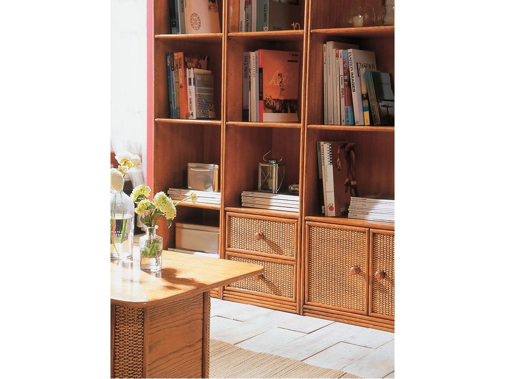 Bibliothèque Badalona en rotin haut de gamme de fabrication artisanale
