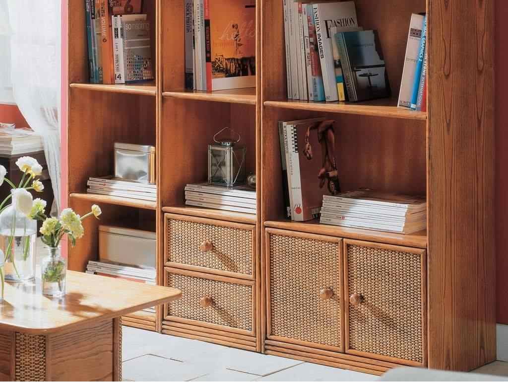 Bibliothèque Badalona en rotin haut de gamme de fabrication artisanale
