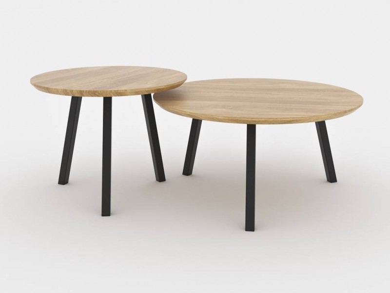 Table basse Montréal 2 en Chêne Massif haut de gamme et métal - Lotuséa