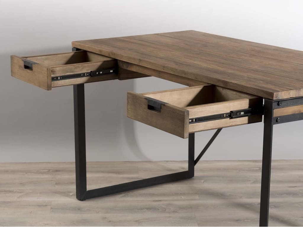 Bureau Santa Ana en bois recyclé et métal 2 tiroirs 140 cm - Bureau en ...