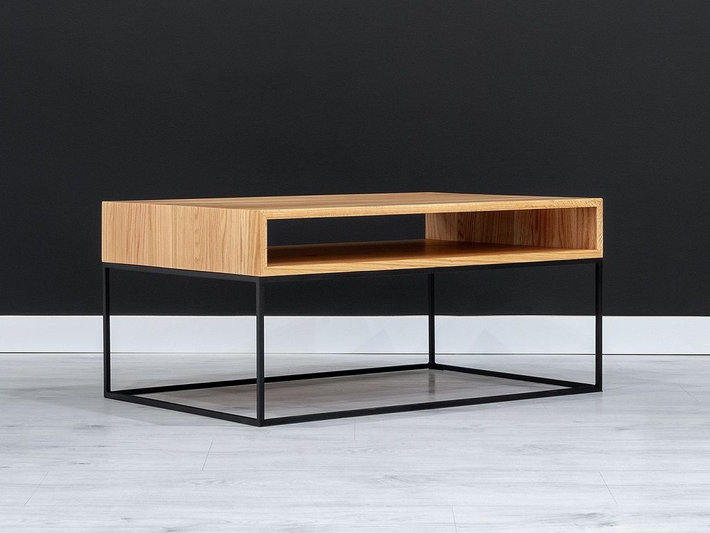 Table basse Montreal en Chêne Massif haut de gamme et métal - Lotuséa