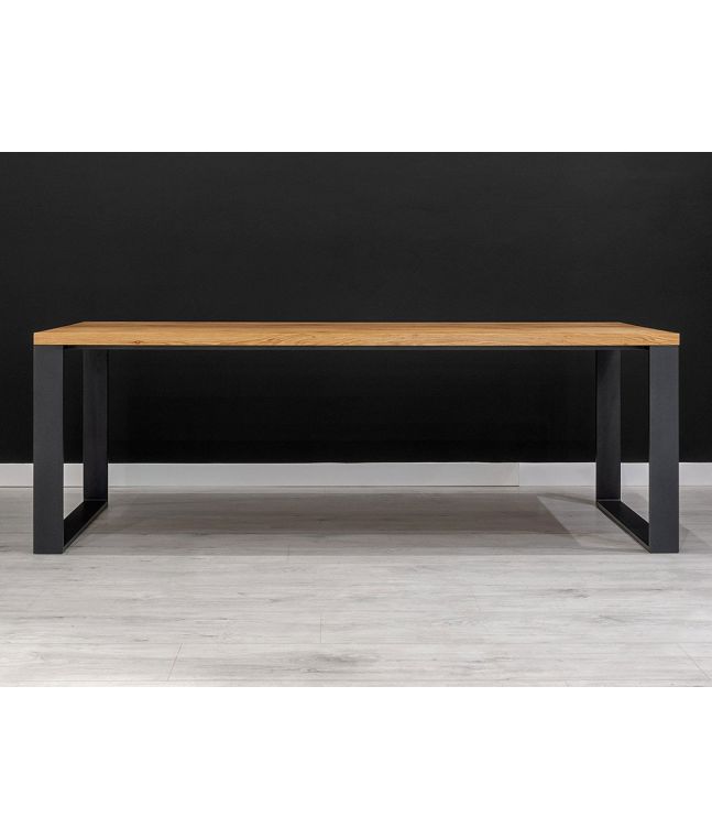 Table de repas Vancouver en Chêne Massif haut de gamme et métal - Lotuséa