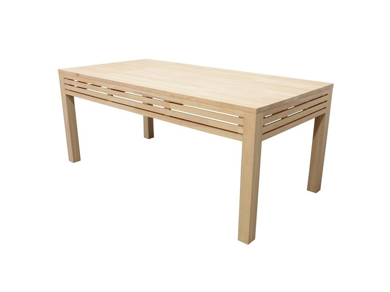 Table en hévéa massif Thaman2 de qualité, meuble de salle à manger. Lotuséa