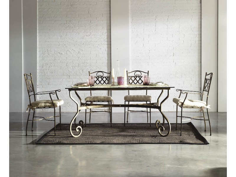 Table en fer forgé de salle à manger - Lotusea